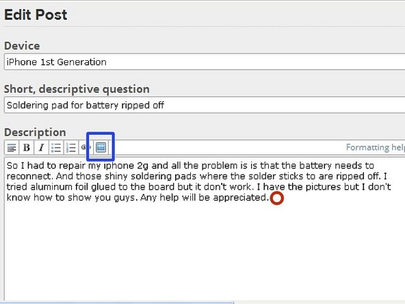 Adding images to an existing question - iFixit