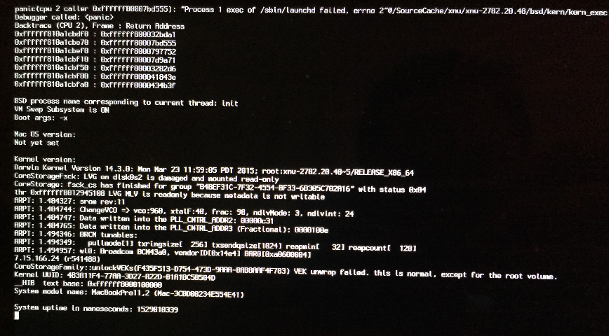 Water damage MacBook Pro. Needhelp to understand message (error ...