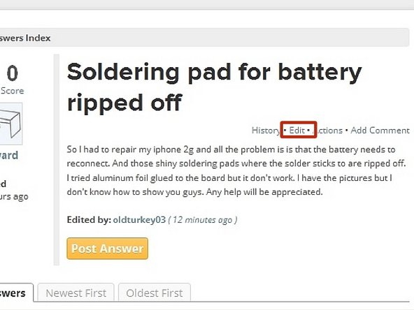 Adding images to an existing question - iFixit