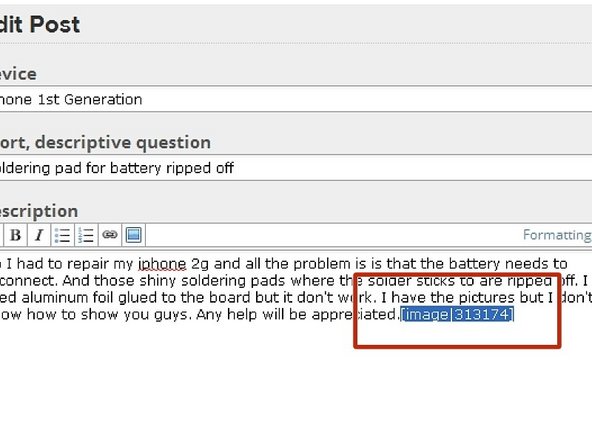 Adding images to an existing question - iFixit