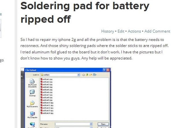 Adding images to an existing question - iFixit