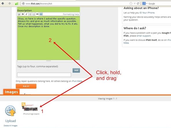 Adding images to a new question - iFixit