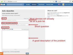 Adding images to a new question - iFixit
